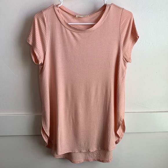 Poetry | Tops | Poetry Light Pink Ribbed Open Side Short Sleeve Shirt ...